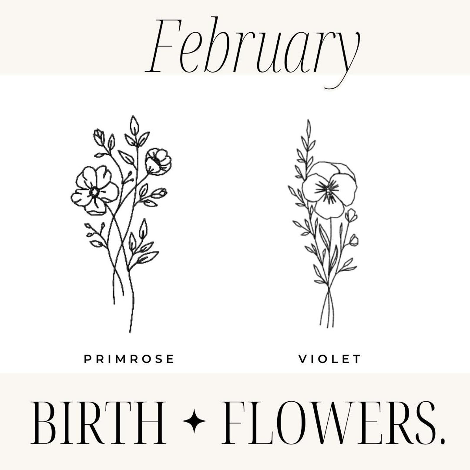 February Birthflowers Embroidery - Primrose & Violet Designs; Machine ...