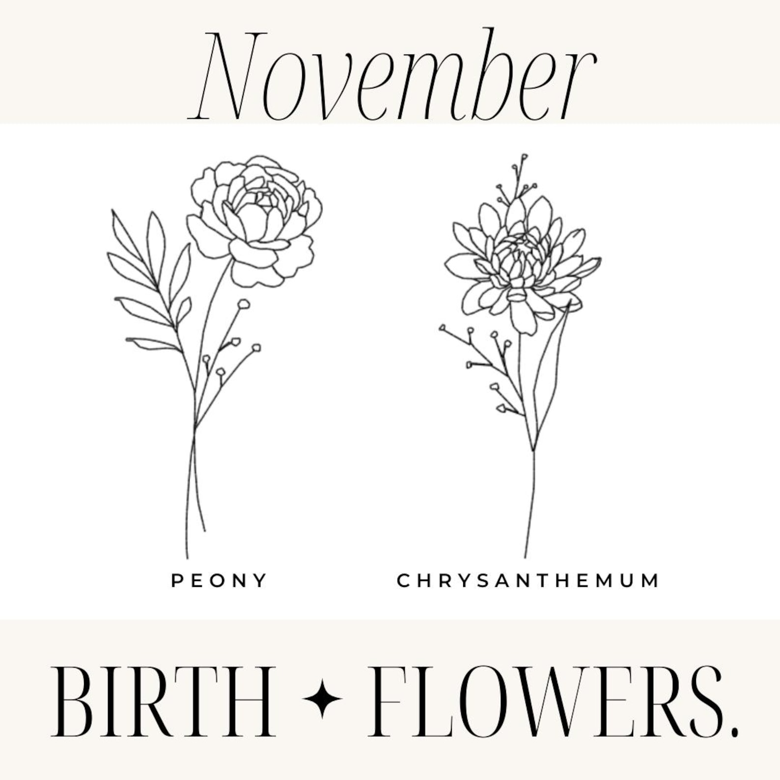 November Birthflowers Embroidery - Peony & Chrysanthemum Designs ...