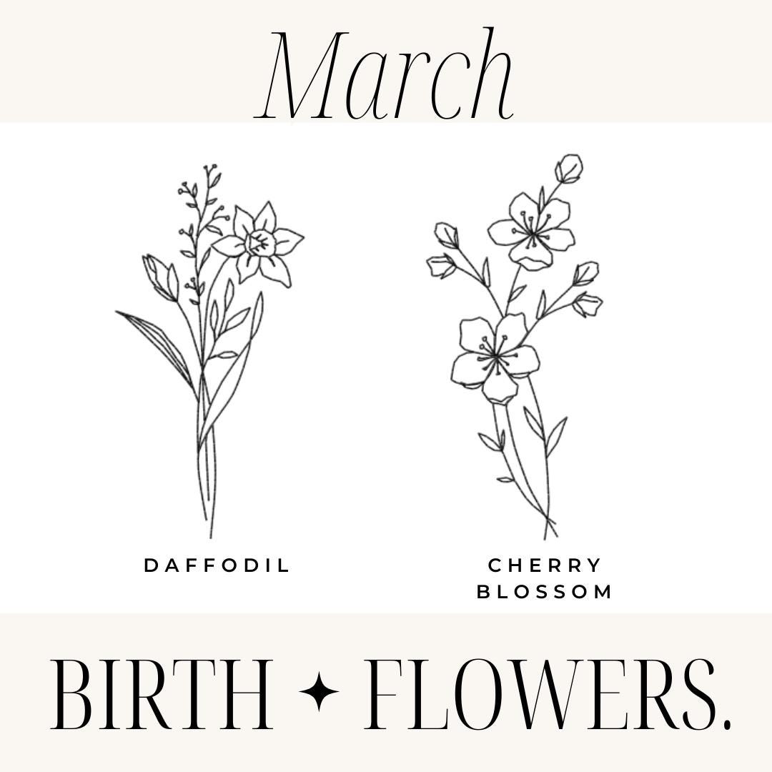 March Birthflowers Embroidery - Daffodil & Cherry Blossom Designs ...