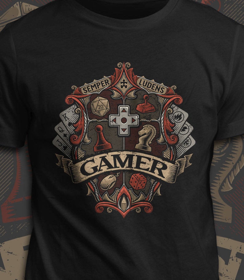 Gamer Crest - Gaming T-shirt - Men's / Unisex & Women's Fit - Etsy