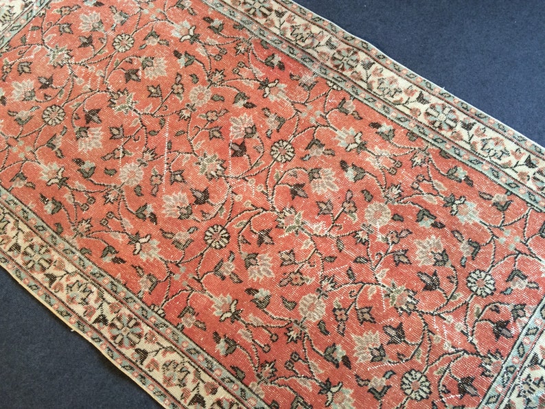 Salmon Color Oushak Rug Boho Floral Rug Vintage Rug Hand - Etsy