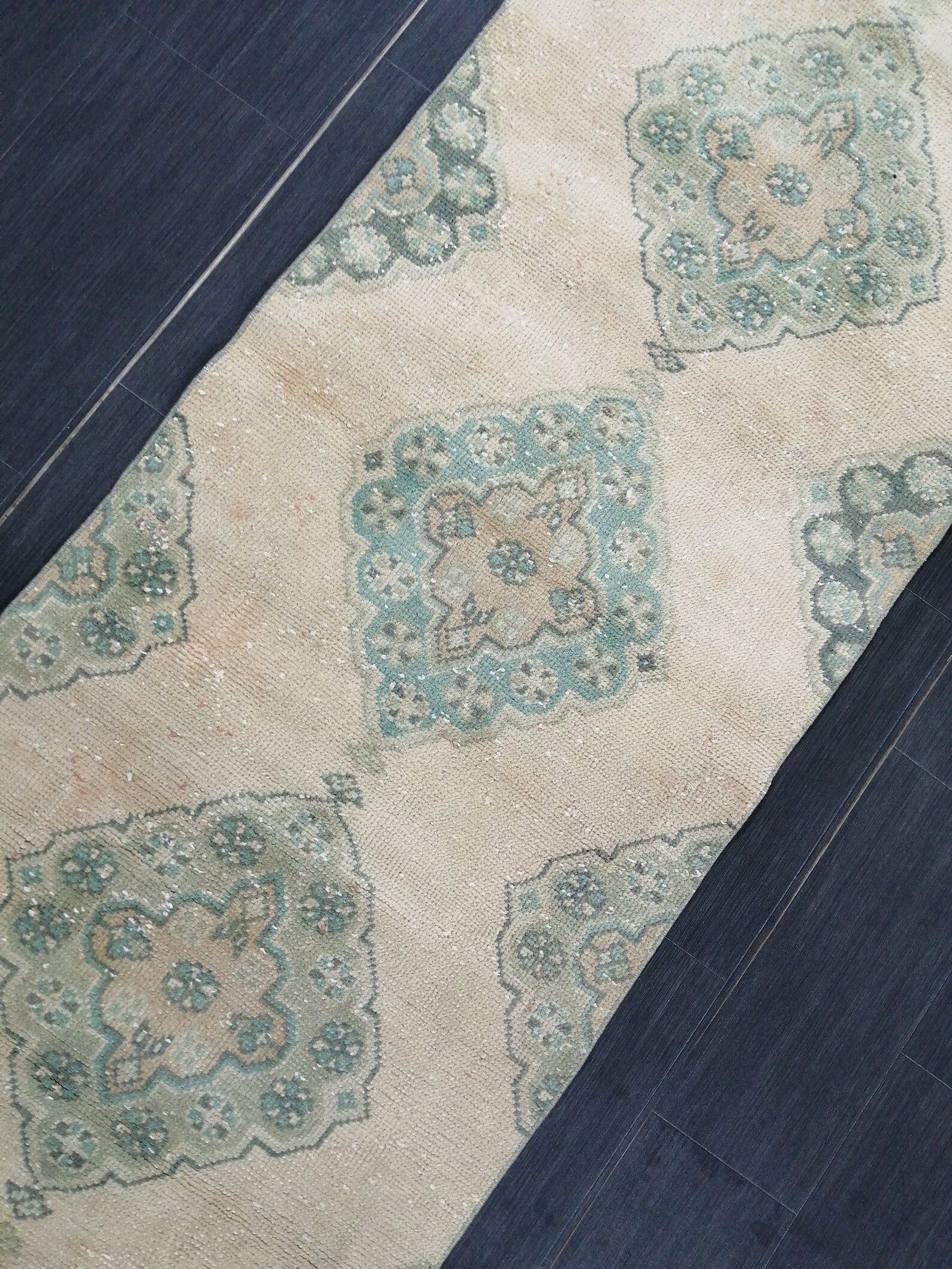 Muted Oushak Runner Rug 10.7 X 2.6 Muted Vintage Runner Rug Hallway ...