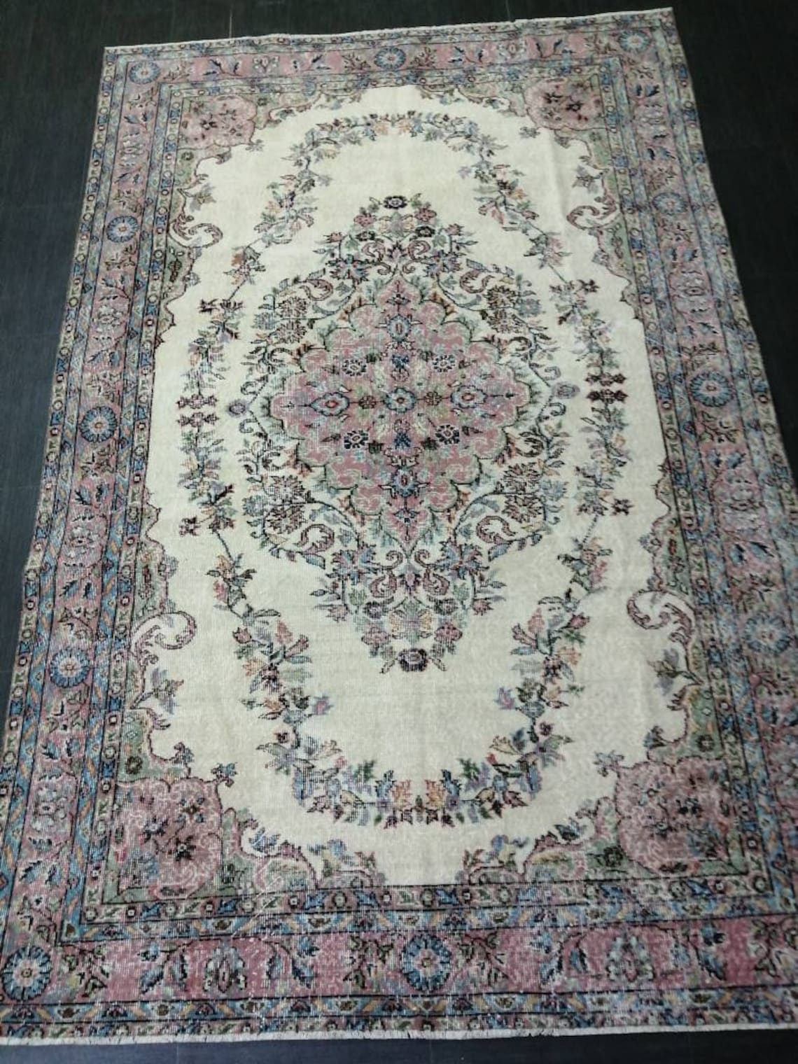 Vintage Floral Rug Muted Persian Rug 6.2 X 8.8 Floral Rug - Etsy