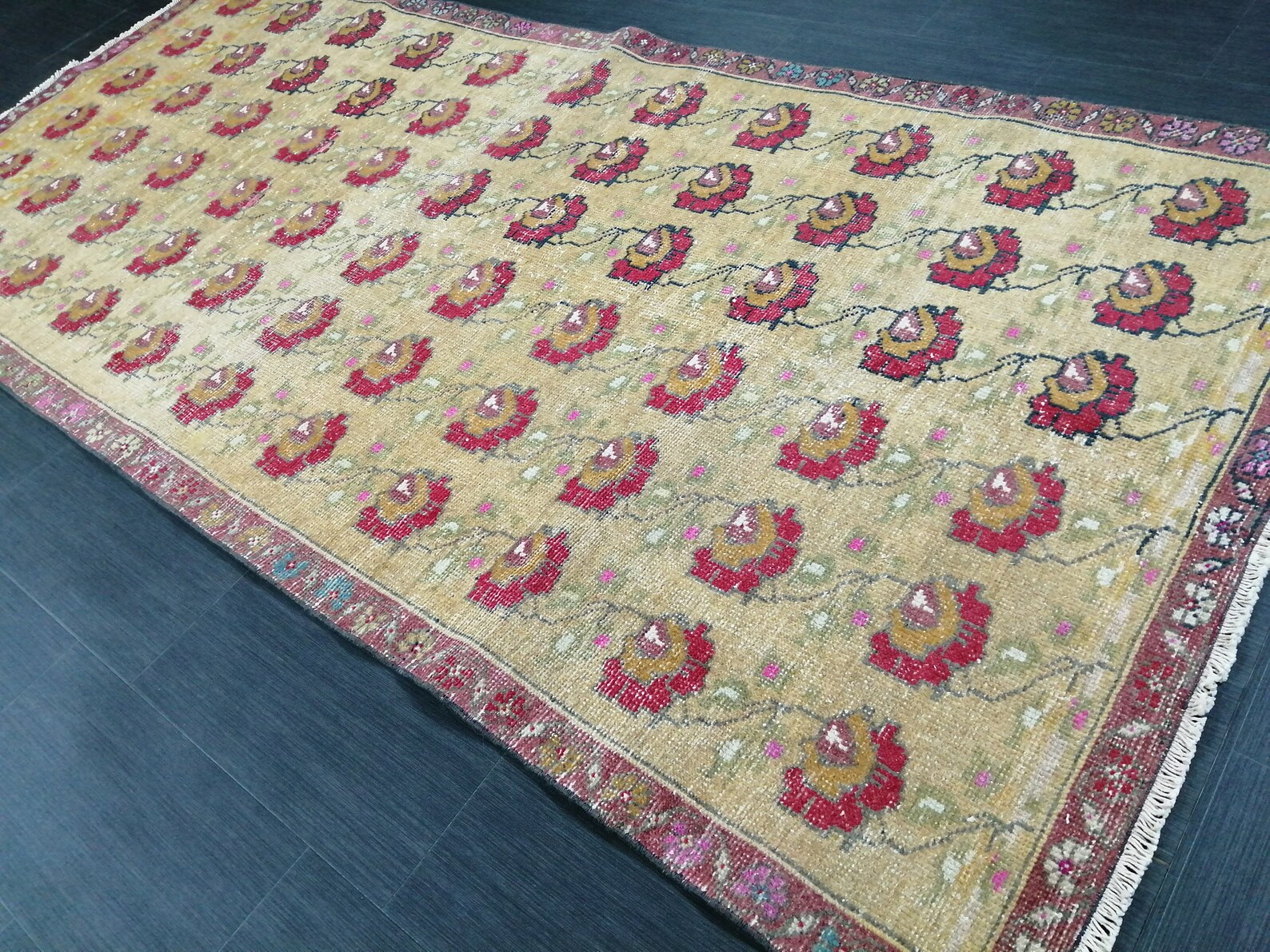 4x9 FLORAL WOOL Rugs Hand Made Rug Oushak Rug Rustic Rug - Etsy