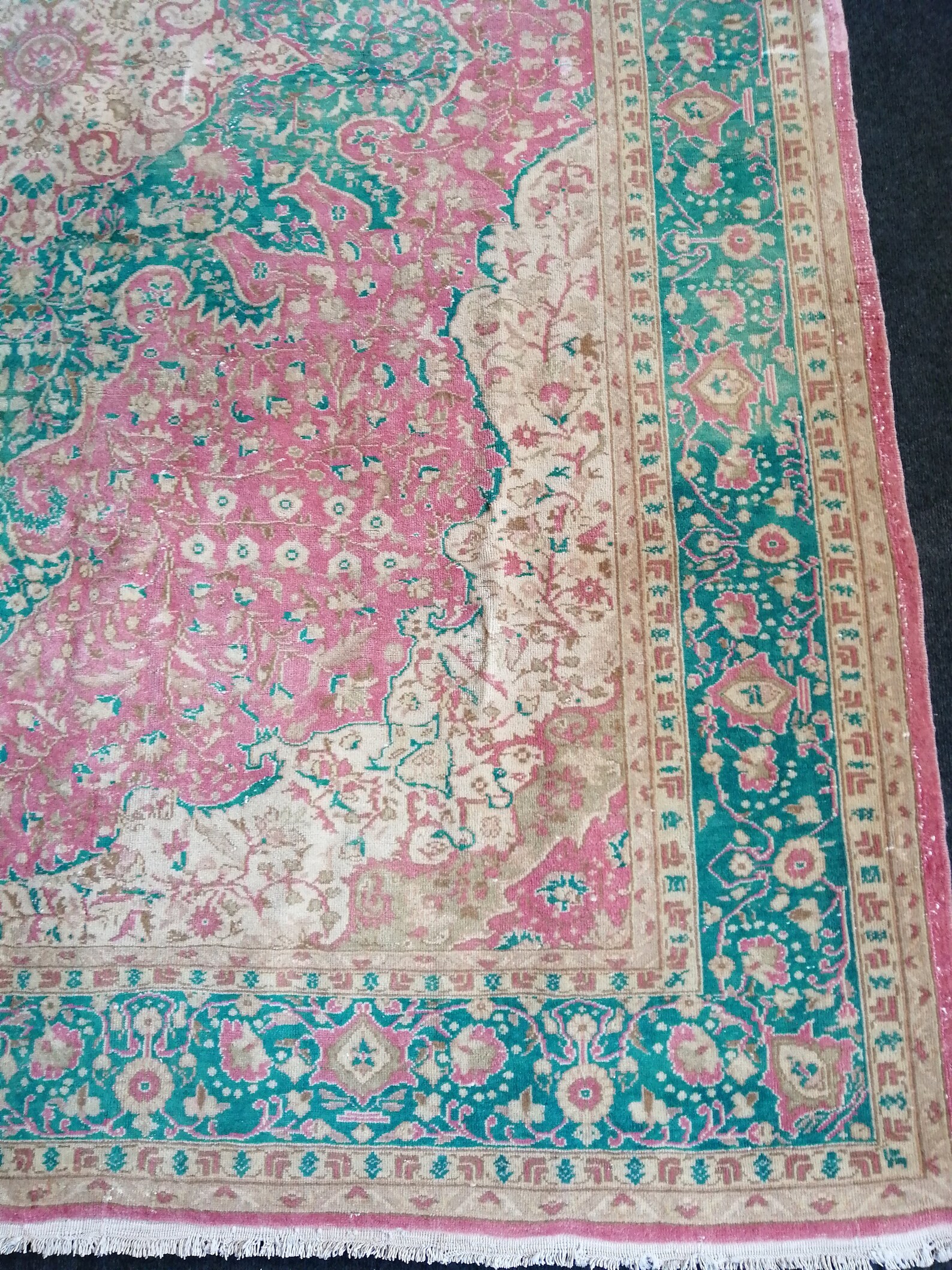 7 X 9.5 Persian RUG Vintage TURKISH Pink Green Oriental Rug - Etsy