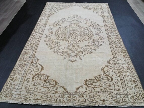 Neutral Wool Rug 5.7 X 9 Neutral Hand Made Rug Neutral Oushak - Etsy