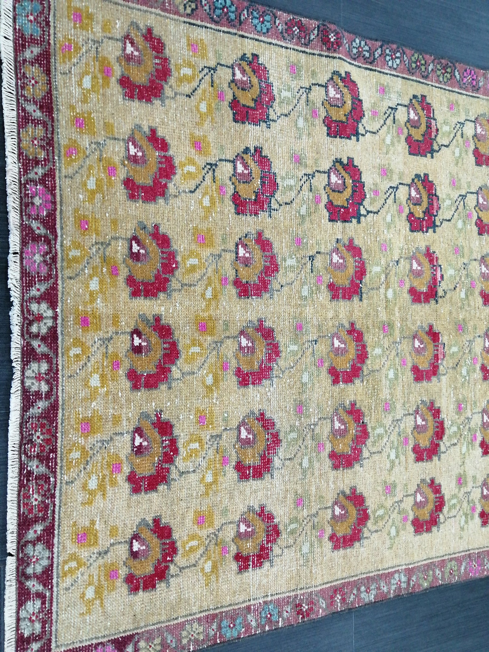 4x9 FLORAL WOOL Rugs Hand Made Rug Oushak Rug Rustic Rug - Etsy