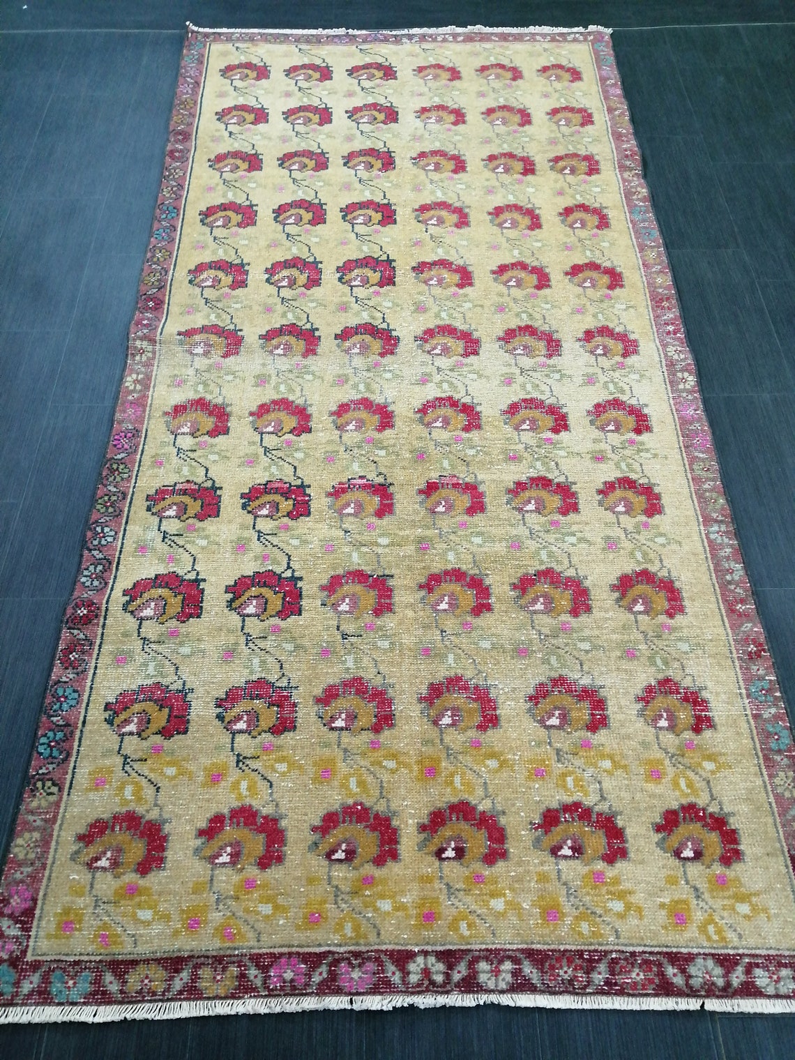 4x9 FLORAL WOOL Rugs Hand Made Rug Oushak Rug Rustic Rug - Etsy