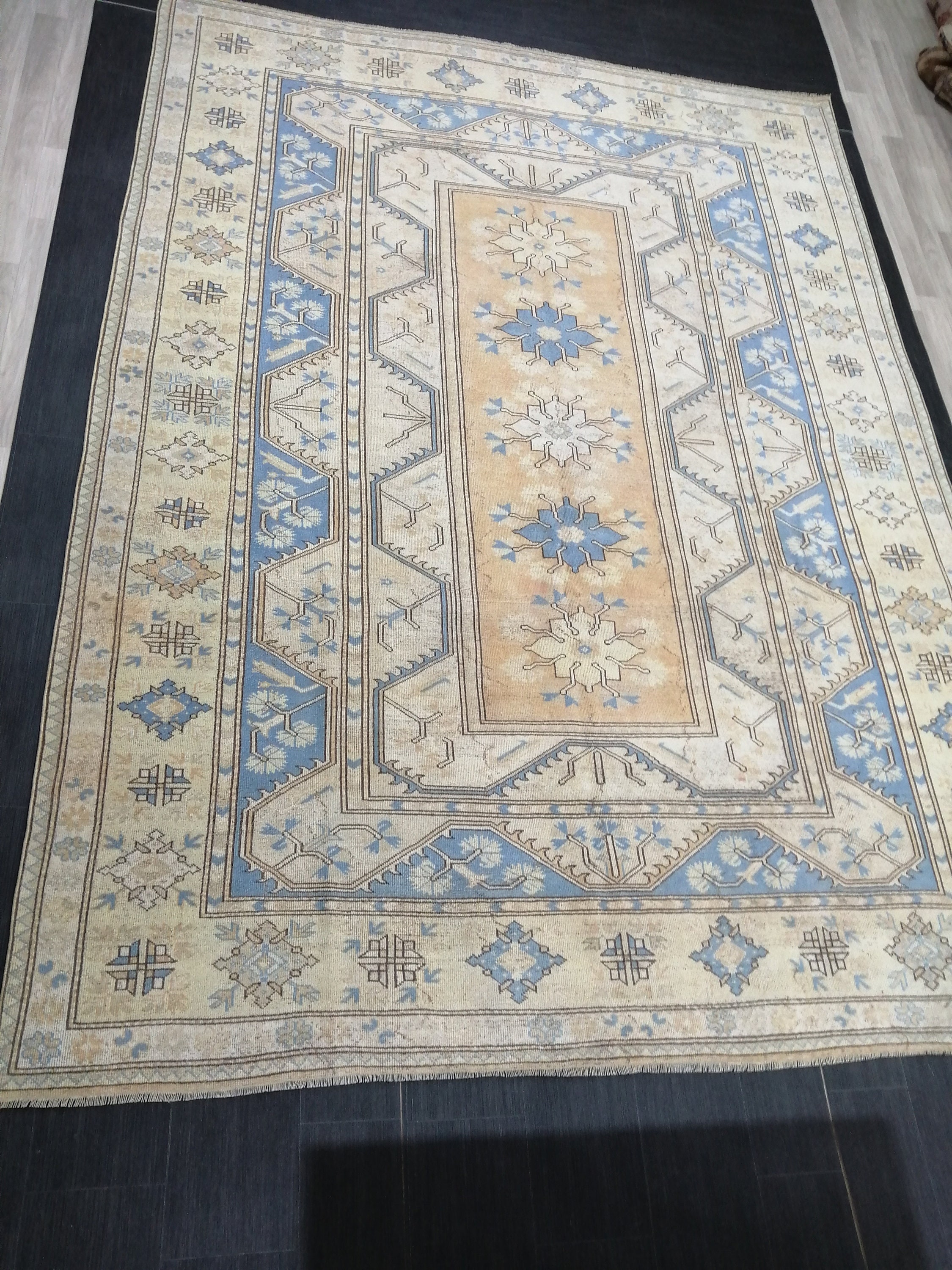 8.7 X 11.8 Muted Wool OUSHAK RUG TURKISH Persian Rug Vintage Oriental ...