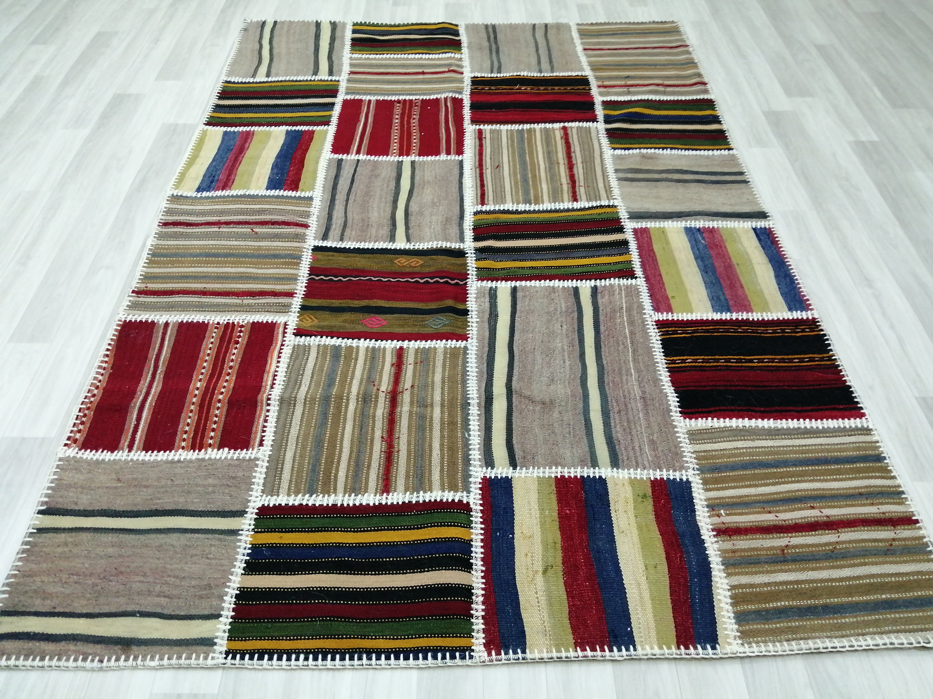 Hand Made Patchwork Rug Oushak Rug Rustic Rug Bohemian | Etsy