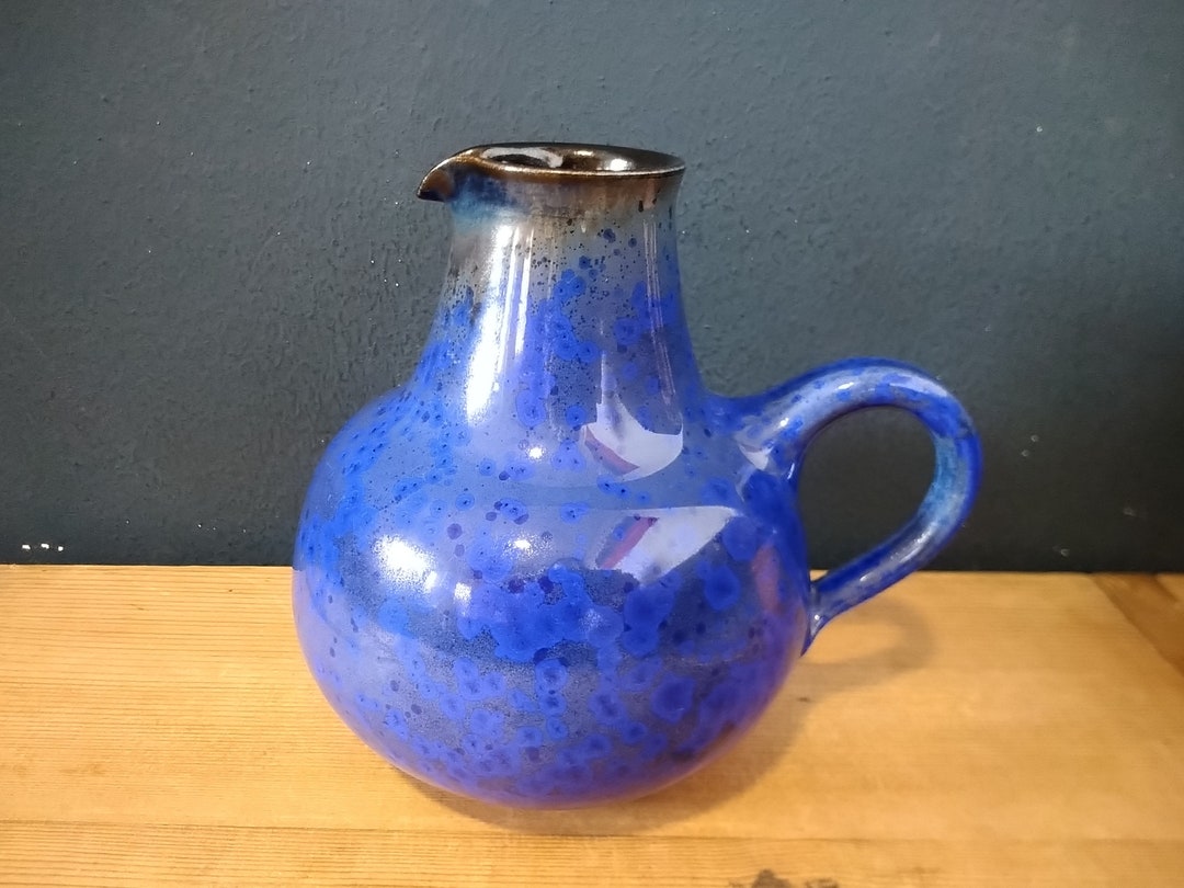 Peter Delius Ceramic Vase Hand-made Table Vase Jug Blue Crystalline ...