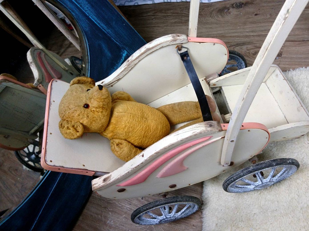 Original Vintage Doll Pram Shabby Chic 50s Vintage Wooden Toy Boheme ...