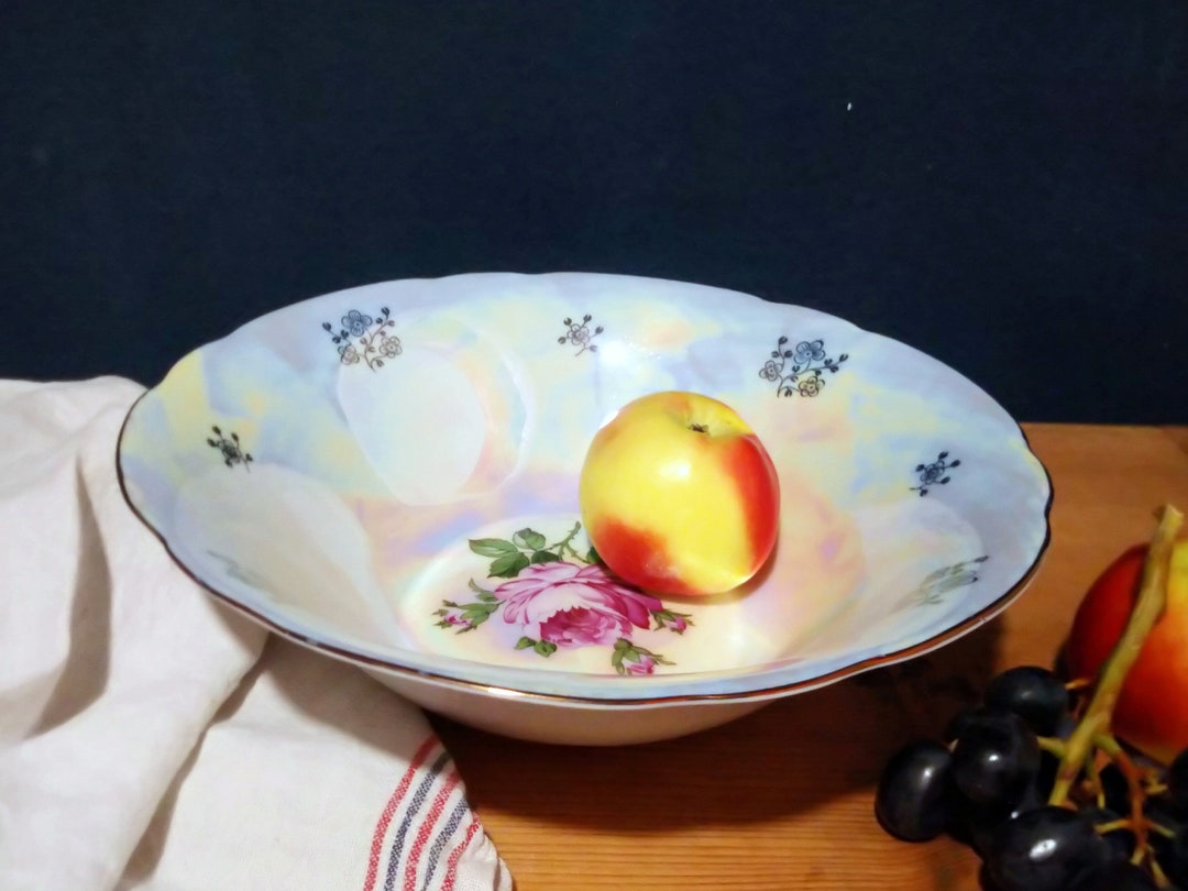 KAHLA White Round Bowl With Mother of Pearl and Rose Design 24 Cm ...
