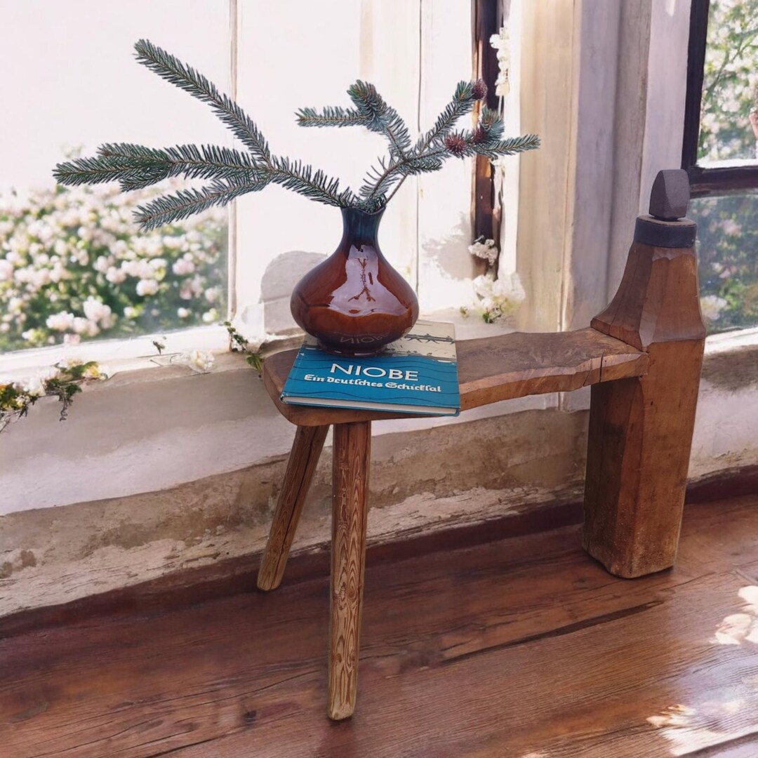Antique Wooden Bench Wabi-sabi Weathered Wood Boot Stool Flower Stool ...
