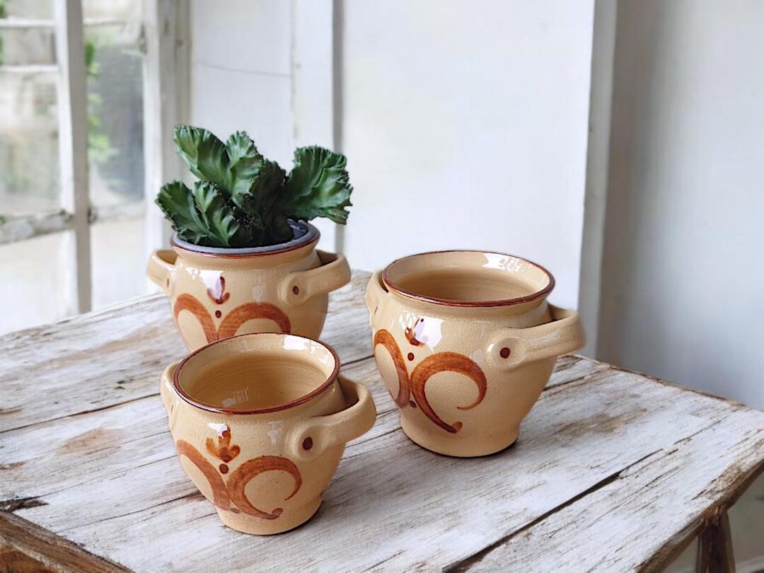 3 Small GDR Ceramic Pots With Handles – Authentic Nostalgia – Hand ...
