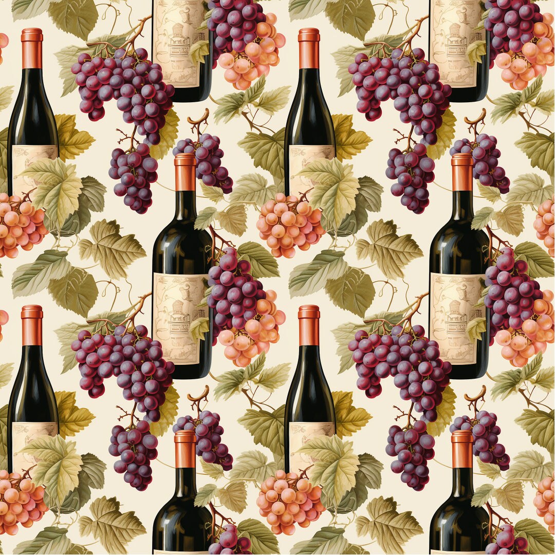 Red Wine Glasses Seamless Digital Pattern, Wine Glass, Fabric Grapes ...