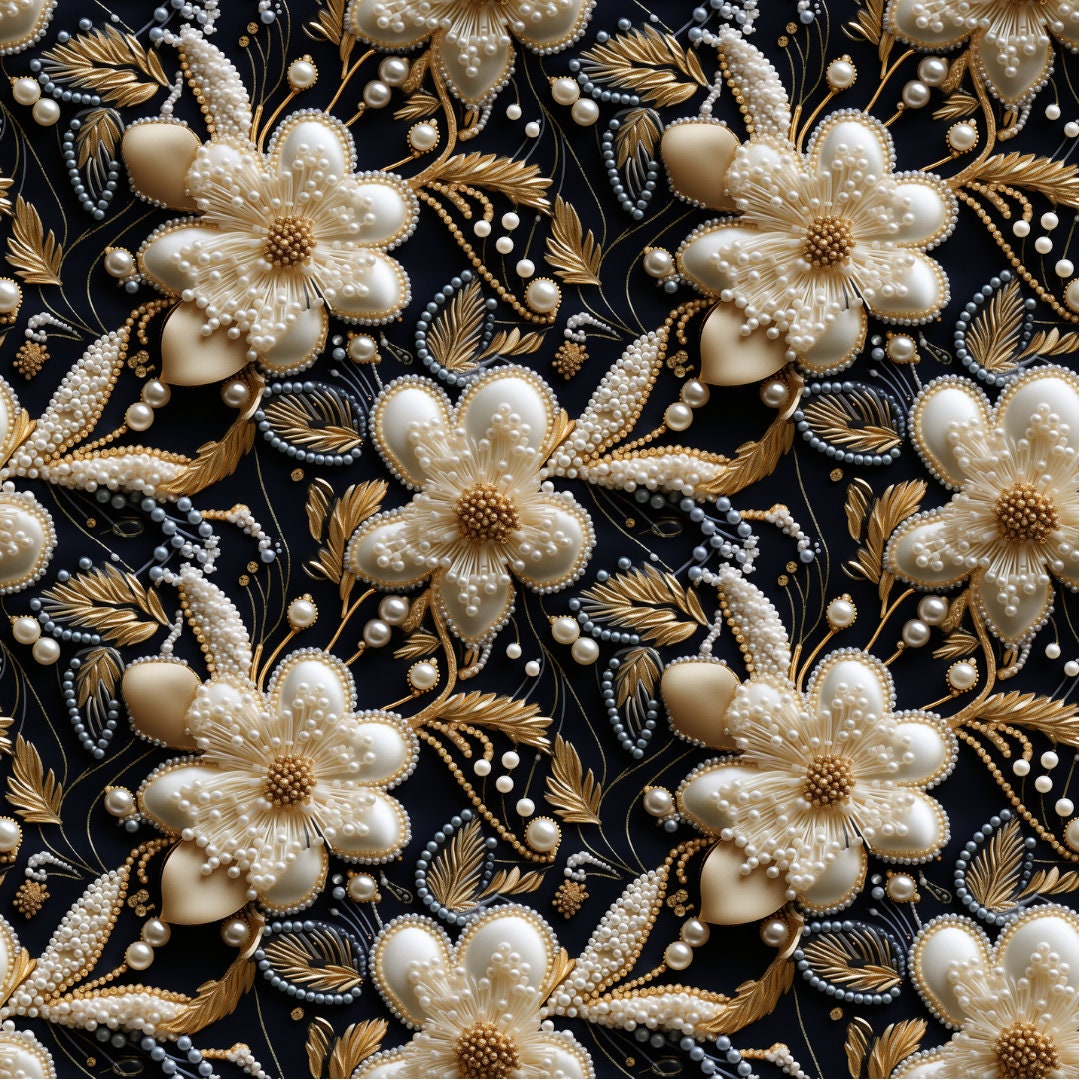 Faux Beading Embroidery Seamless Pattern, Beading Patterns, Faux Fabric ...
