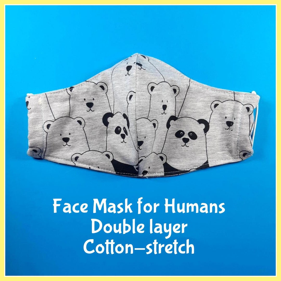 Face Mask 'pandas', Face Mask Cute, Adult Face Mask, Double Layer Cotton Face Mask, Washable ...