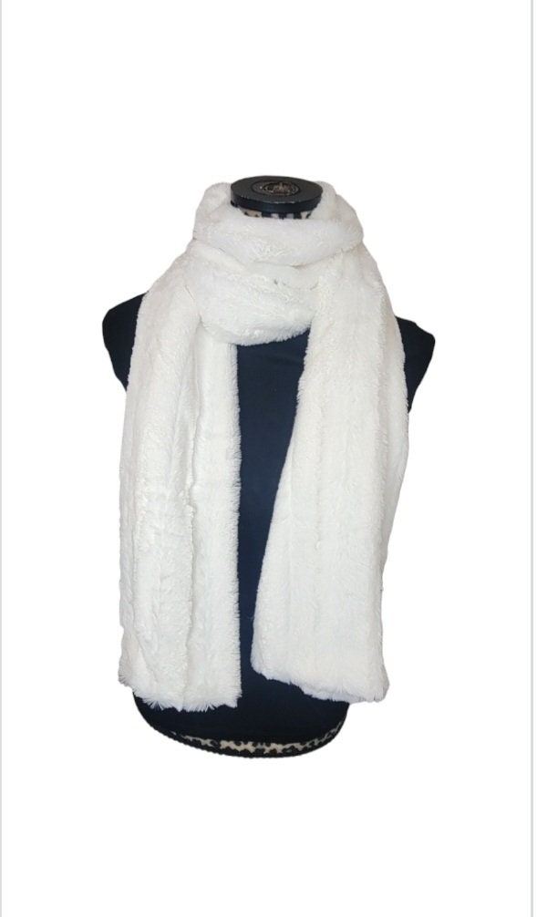 White Faux Fur Scarf With Hidden Pocket - Etsy