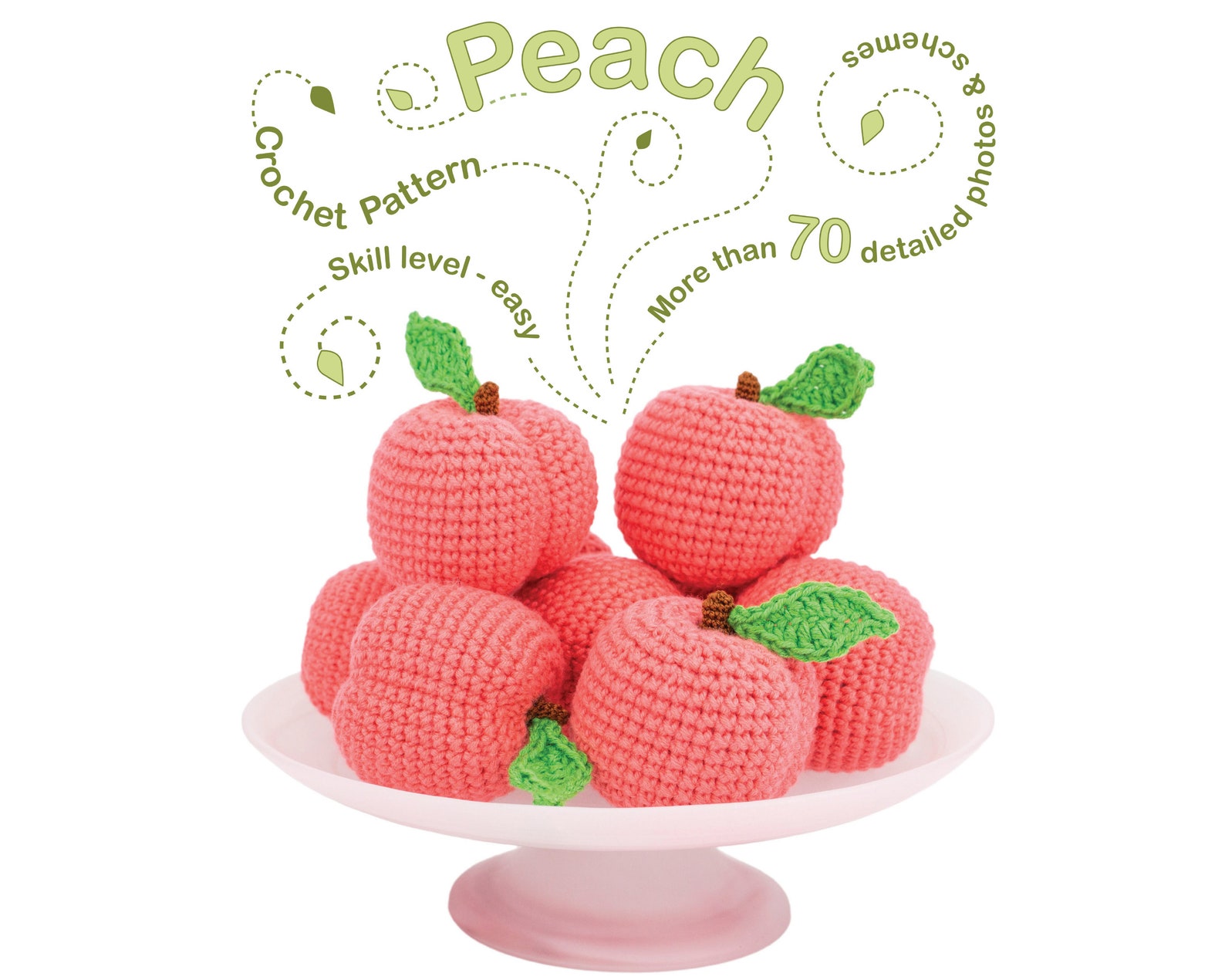 Crochet Peach PDF Pattern Crochet Fruit Kitchen Decoration - Etsy