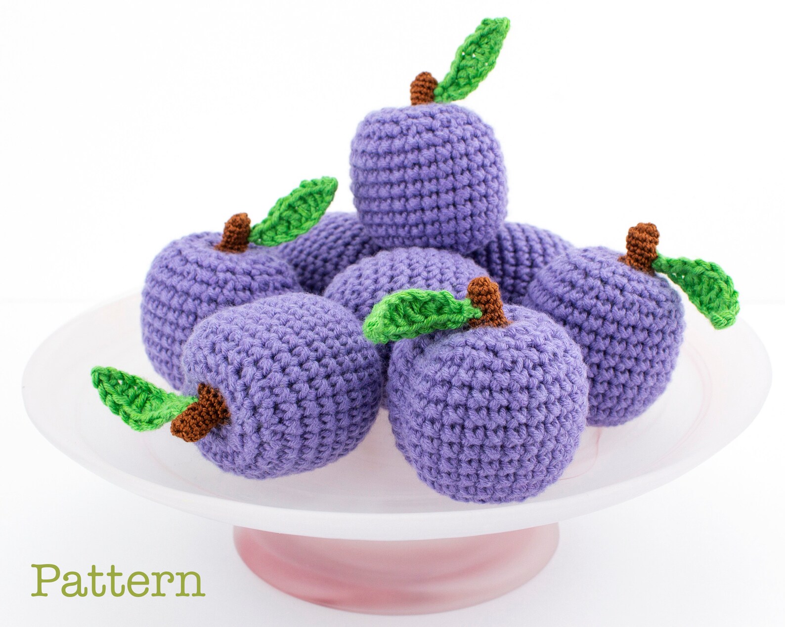 Crochet Plum PDF Pattern, Crochet Fruit, Kitchen Decoration, Pretend ...