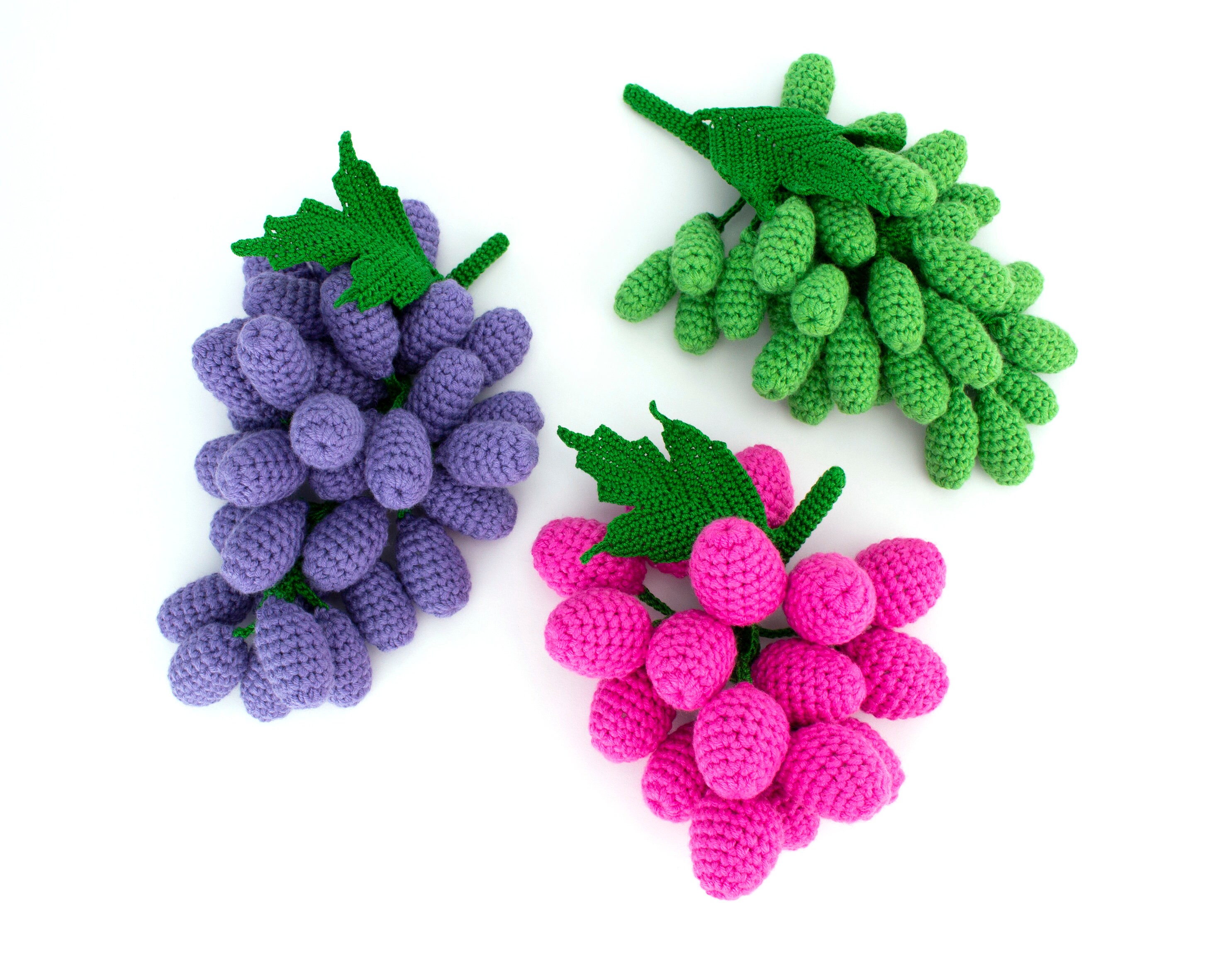 Crochet Grapes PDF Pattern, 3 Varieties of Grapes, Crochet Fruit ...