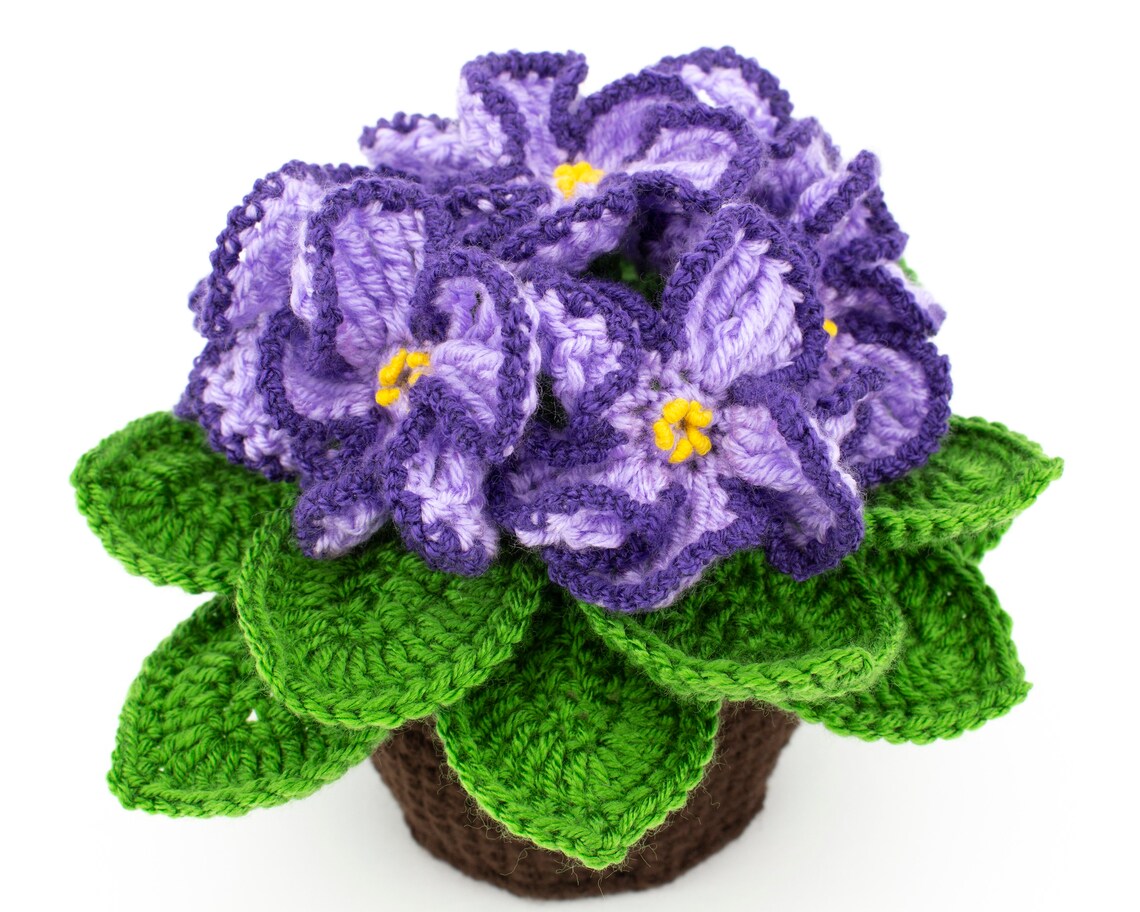 Crochet African Violets Pattern Crochet Pot With Flowers PDF - Etsy