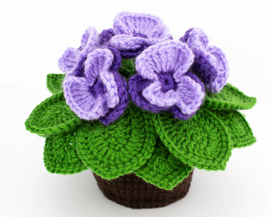 Crochet Violets Pattern, Crochet Pot With Flowers PDF Pattern - Etsy