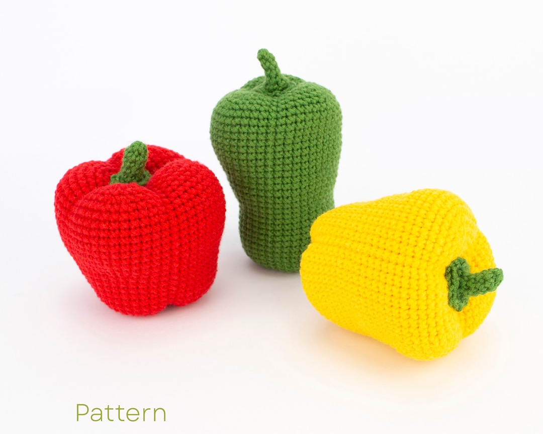 Crochet Bell Peppers PDF Pattern, 3 Varieties of Bell Peppers, Crochet ...