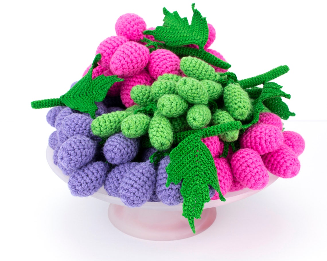 Crochet Grapes PDF Pattern, 3 Varieties of Grapes, Crochet Fruit ...