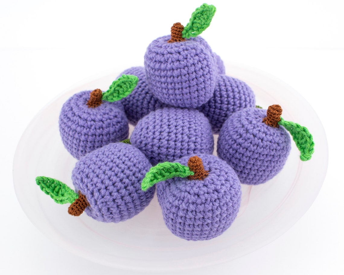Crochet Plum PDF Pattern, Crochet Fruit, Kitchen Decoration, Pretend ...