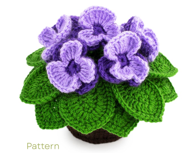 Crochet Violets Pattern, Crochet Pot With Flowers PDF Pattern - Etsy