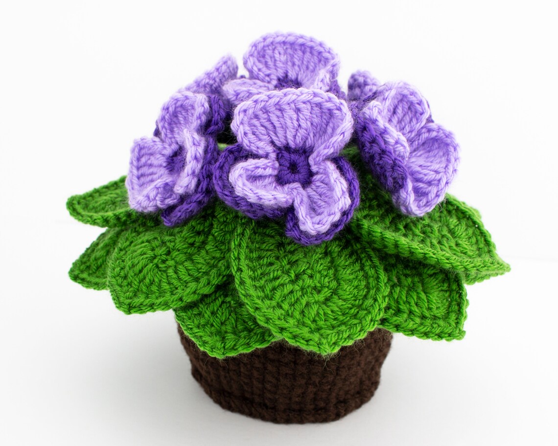 Crochet Violets Pattern, Crochet Pot With Flowers PDF Pattern - Etsy
