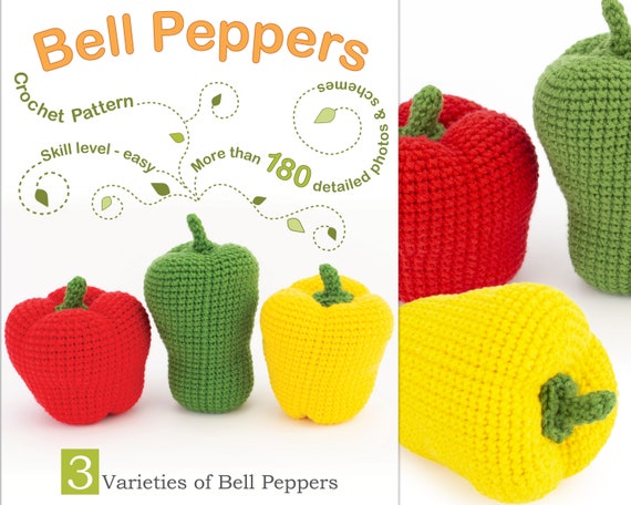 Crochet Bell Peppers PDF Pattern 3 Varieties of Bell Peppers | Etsy