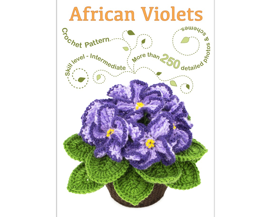 Crochet African Violets Pattern Crochet Pot With Flowers PDF - Etsy