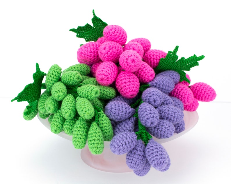 Crochet Grapes PDF Pattern, 3 Varieties of Grapes, Crochet Fruit ...