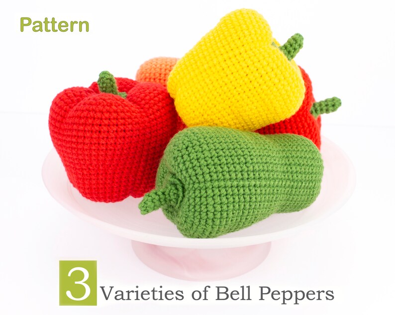 Crochet Bell Peppers PDF Pattern 3 Varieties of Bell Peppers | Etsy