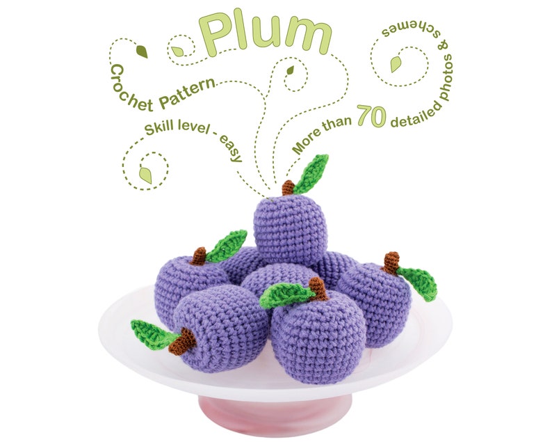 Crochet Plum PDF Pattern, Crochet Fruit, Kitchen Decoration, Pretend ...