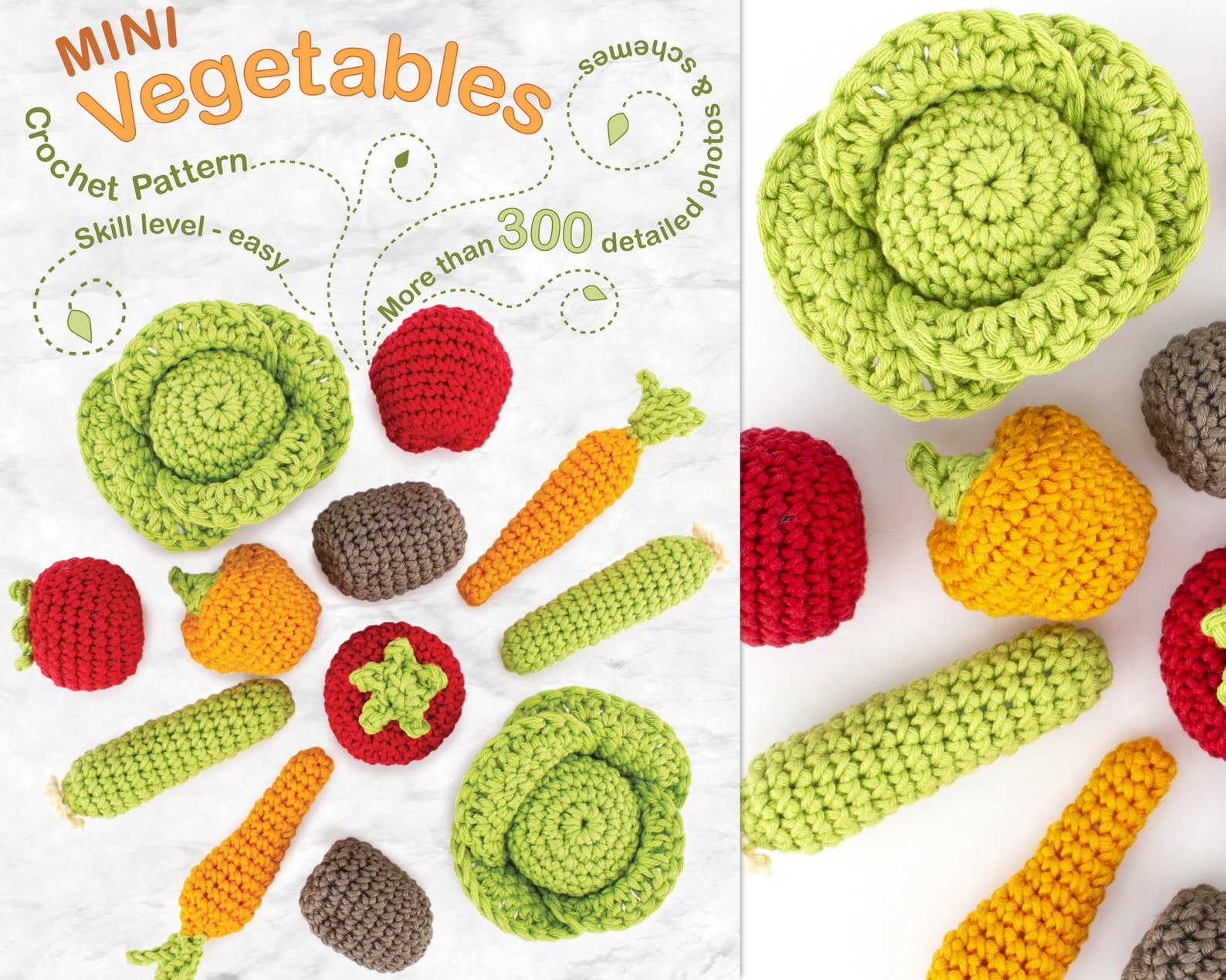 Mini Vegetables PDF Pattern, Crochet Food Pattern, Kitchen Decoration ...