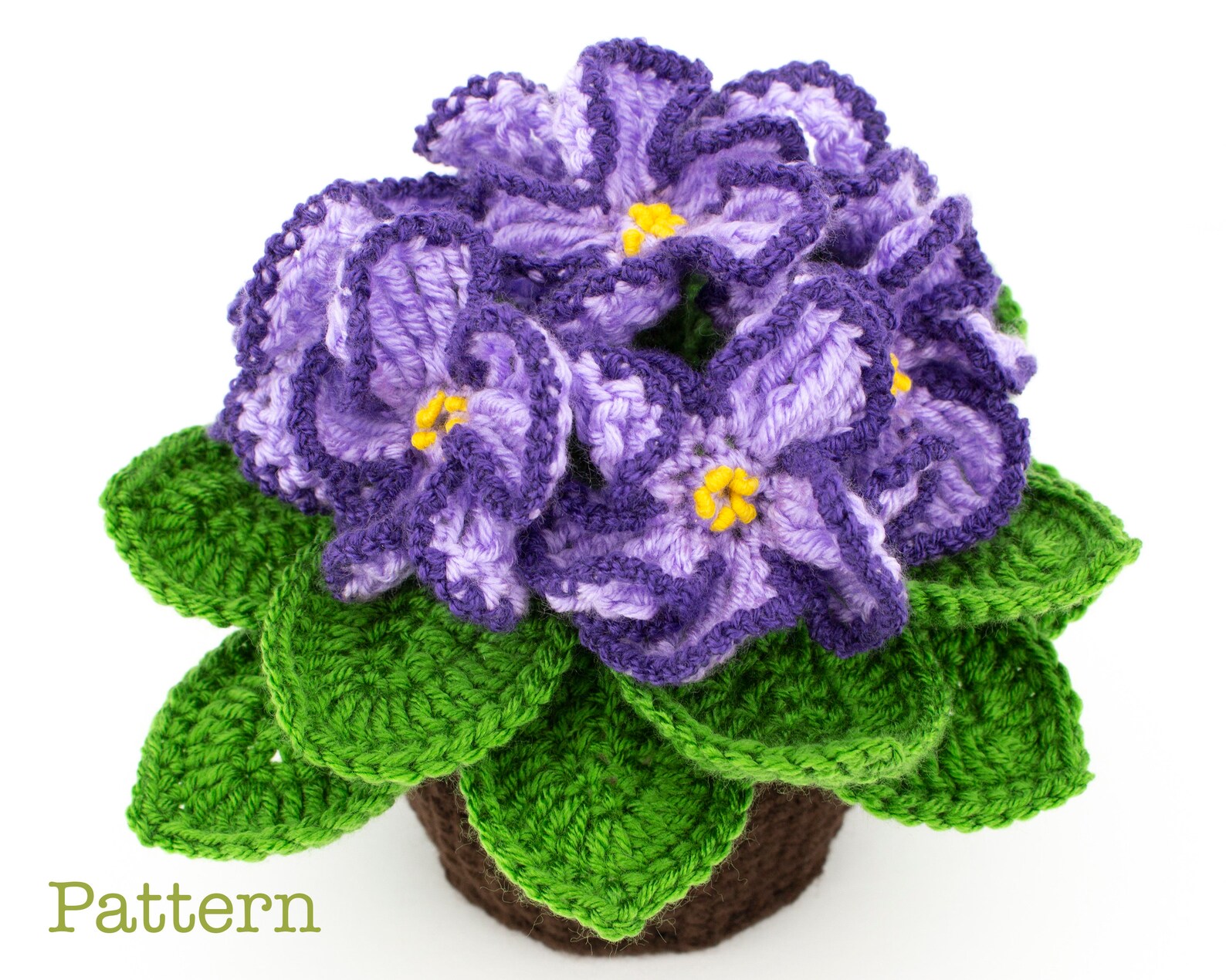 Crochet African Violets Pattern, Crochet Pot With Flowers PDF Pattern ...