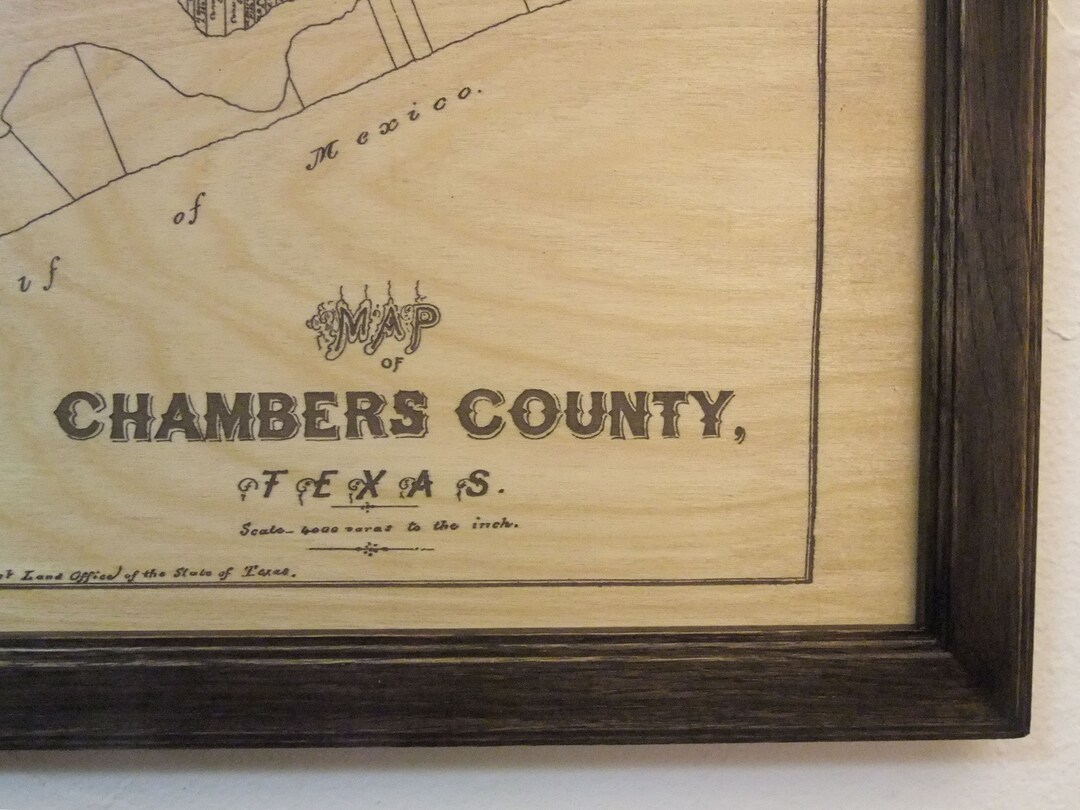 Historical Map of Chambers County, Texas, Engraved on Wood--free ...