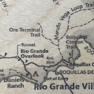 Map of Big Bend National Park, Texas, Engraved on Wood --FREE SHIPPING ...