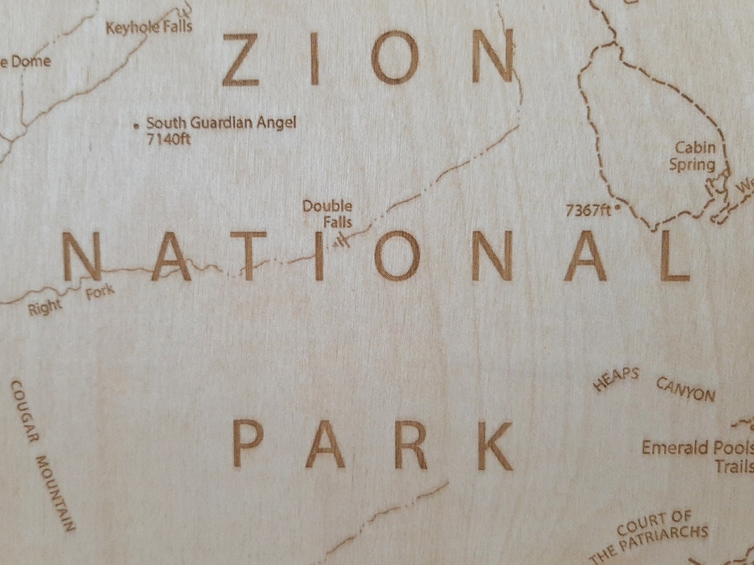 Wood Map of Zion National Park - Etsy