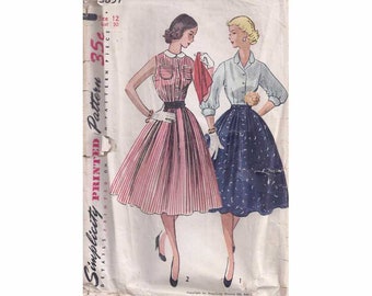 1950s Simplicity 2589 Misses Blouse Shorts & Wrap Skirt | Etsy