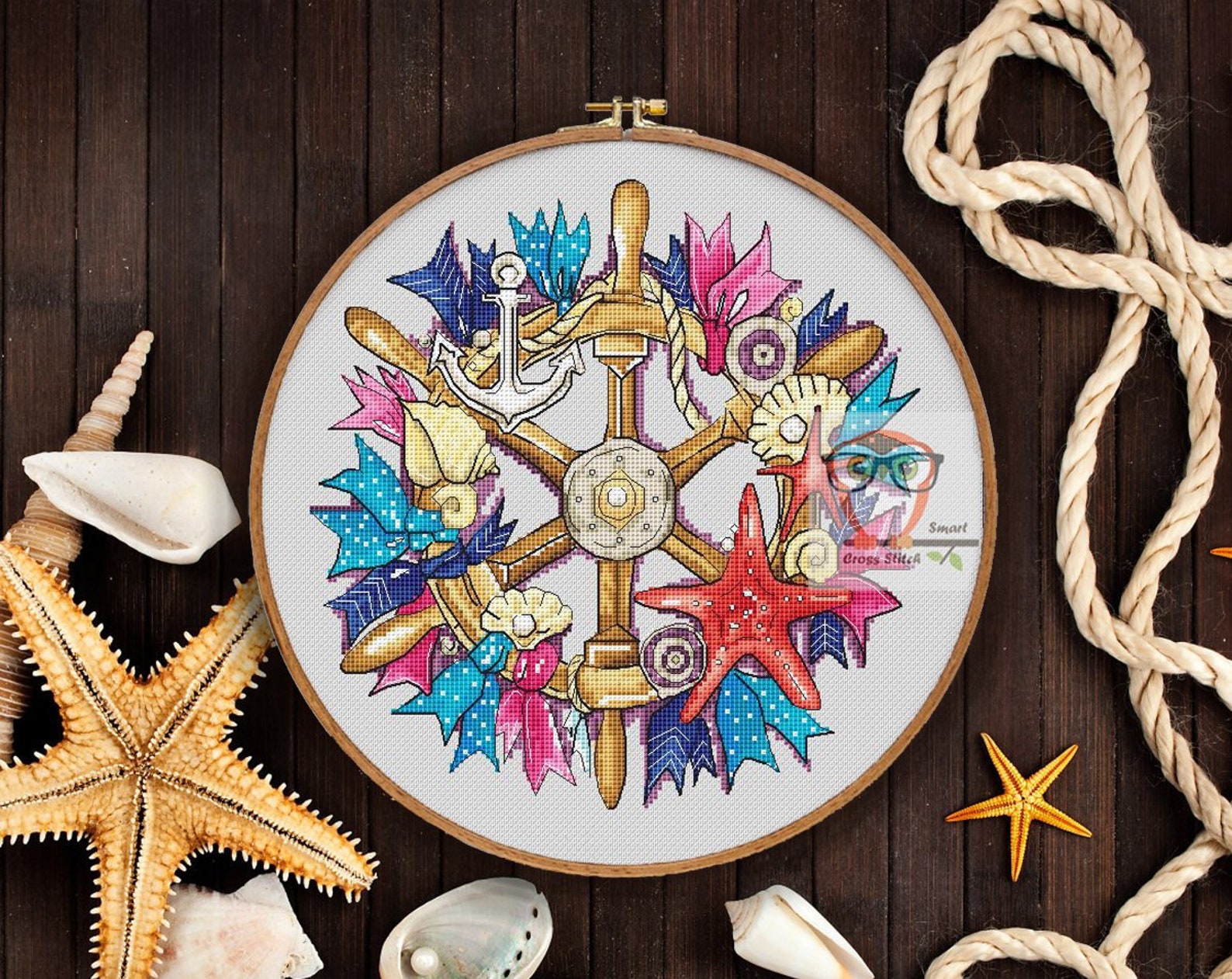 Nautical cross stitch sea pattern marine fantasy embroidery | Etsy