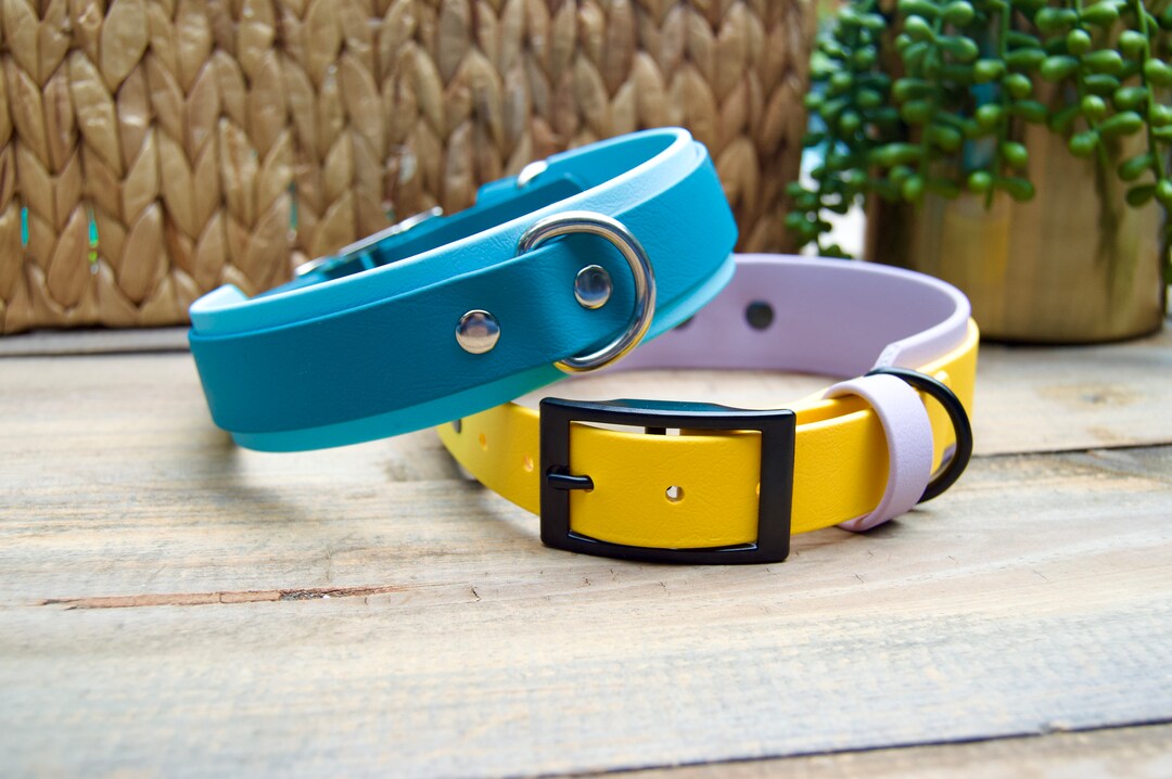 Double Layer Biothane Dog Collar W/ Rear D-ring, Two Tone Color 1" Inch ...