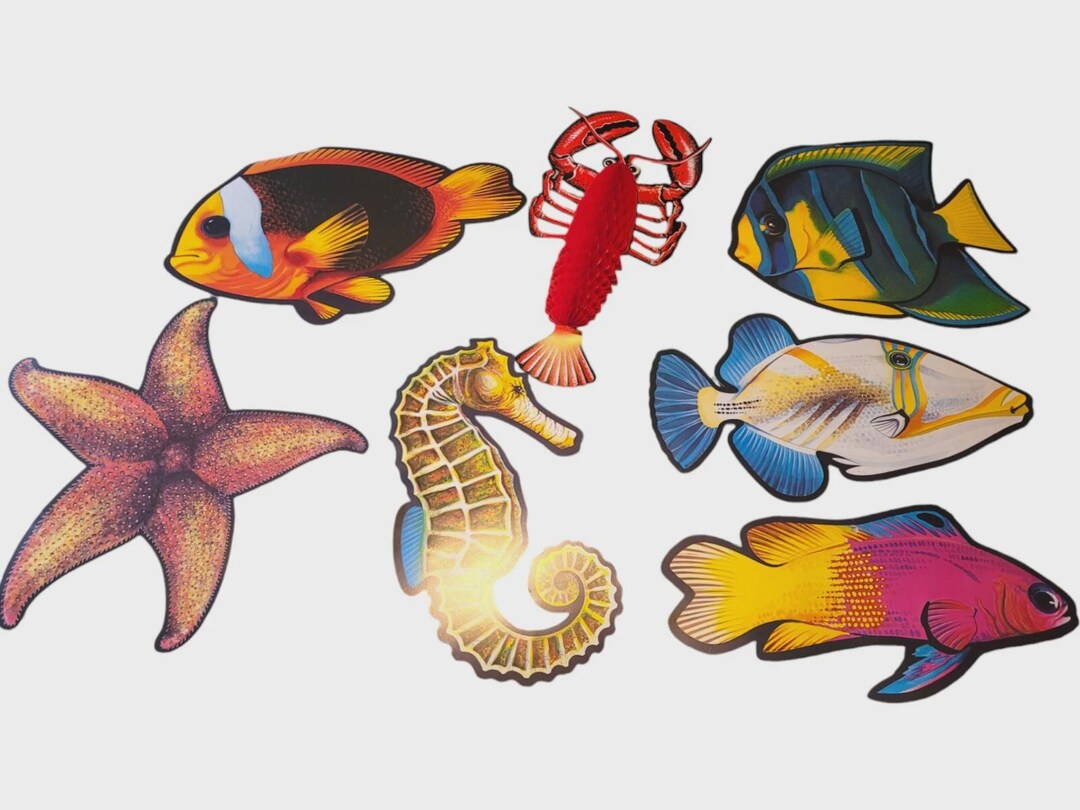 Vintage Beistle Cutouts, Tropical Fish, Lobster, From the 80s, Party ...