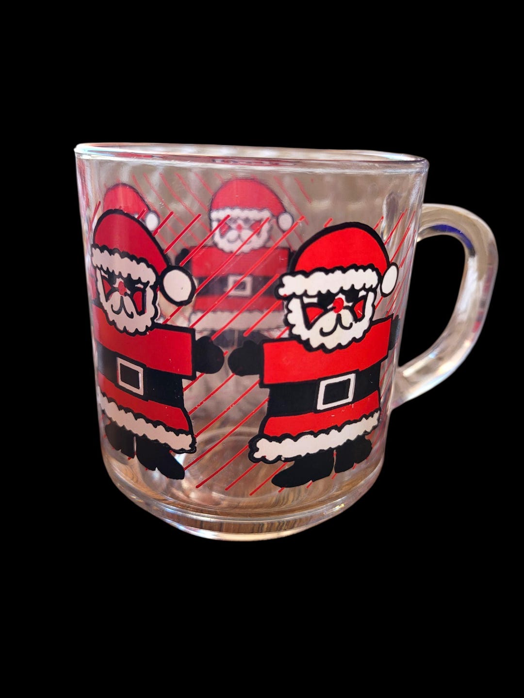 Vintage 1960's Santa Mug by Luminarc, Clear Coffee Cup, Collectors ...