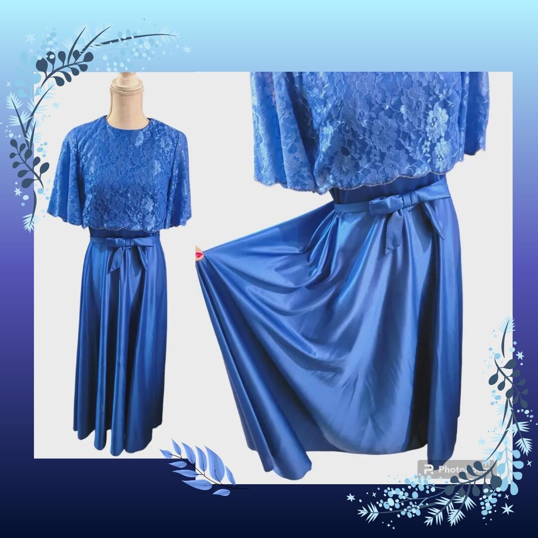 Vintage Mike Benet Formals Royal Blue Dress, Cape Style, Size 8 ...