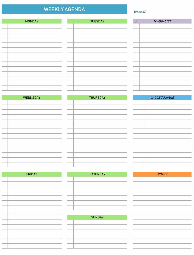 Weekly Schedule & Agenda - Etsy